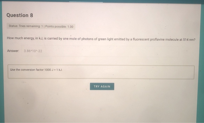Solved Question 8 Status: Tries remaining: 1 Points | Chegg.com