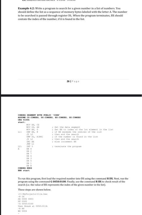 Example 4.2: Write a program to search for a given | Chegg.com