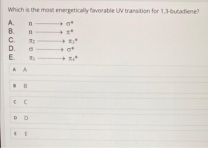 Solved Which is the most energetically favorable UV | Chegg.com