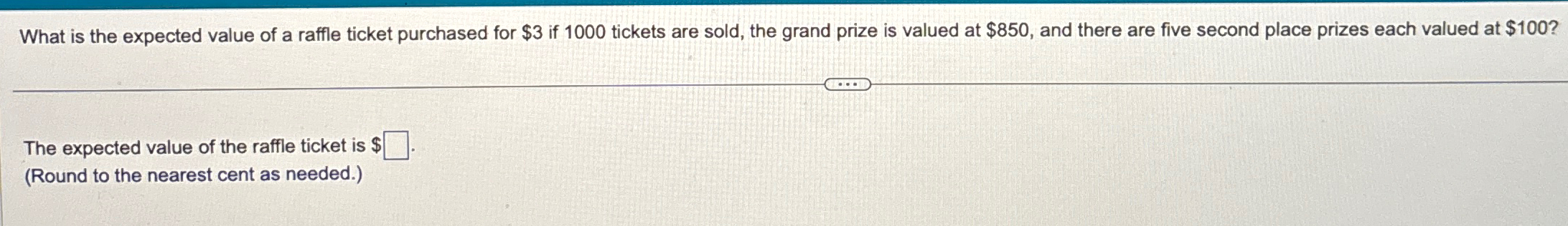 Solved What is the expected value of a raffle ticket | Chegg.com