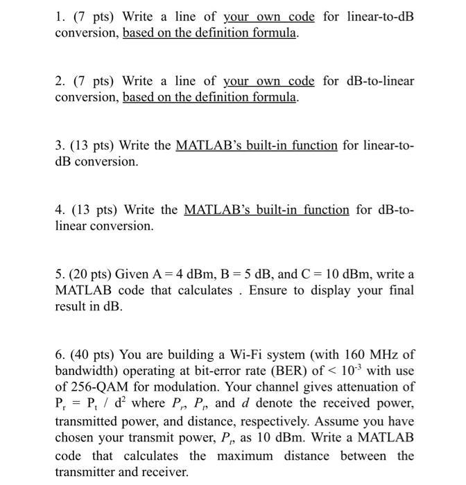 Solved 1. (7 pts) Write a line of your own code for | Chegg.com