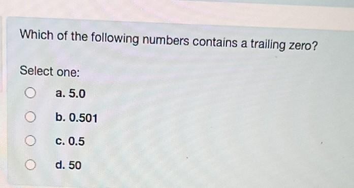 Solved Which of the following numbers contains a trailing | Chegg.com