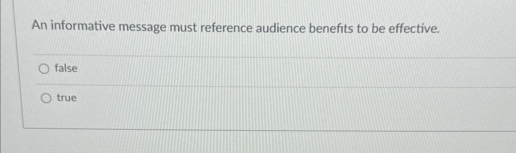 Solved An informative message must reference audience | Chegg.com