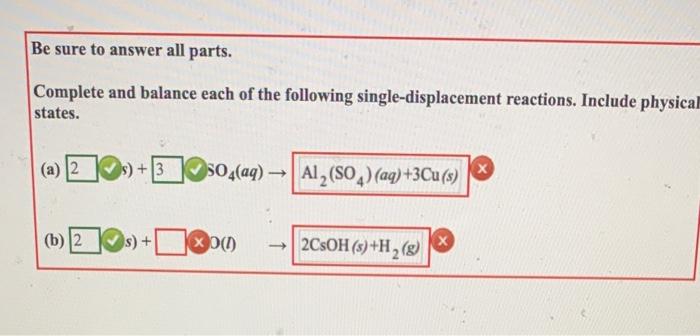 Solved Be sure to answer all parts. Complete and balance | Chegg.com