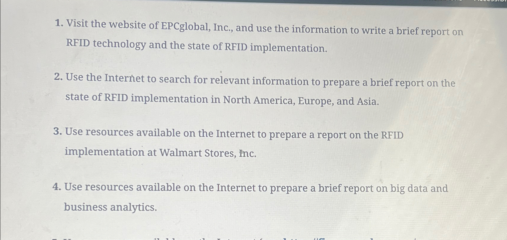 Solved Visit the website of EPCglobal, Inc., and use the | Chegg.com
