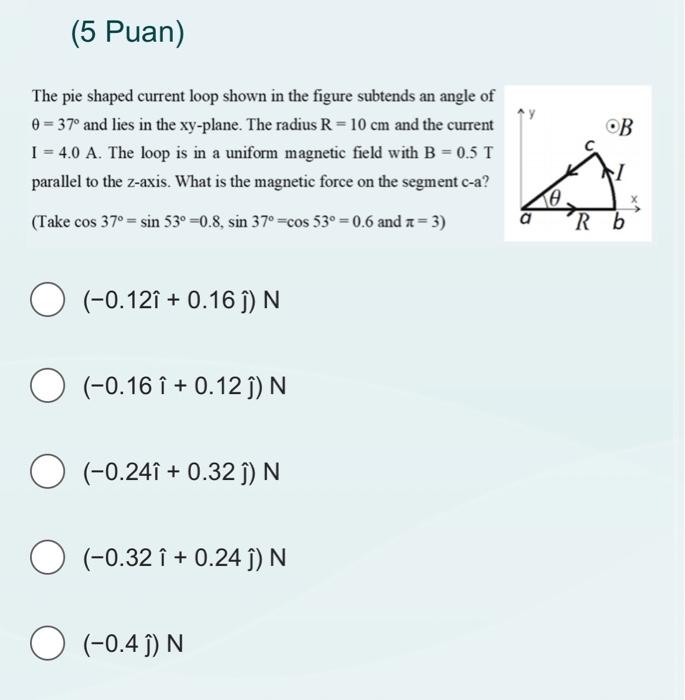 Solved The pie shaped current loop shown in the figure | Chegg.com