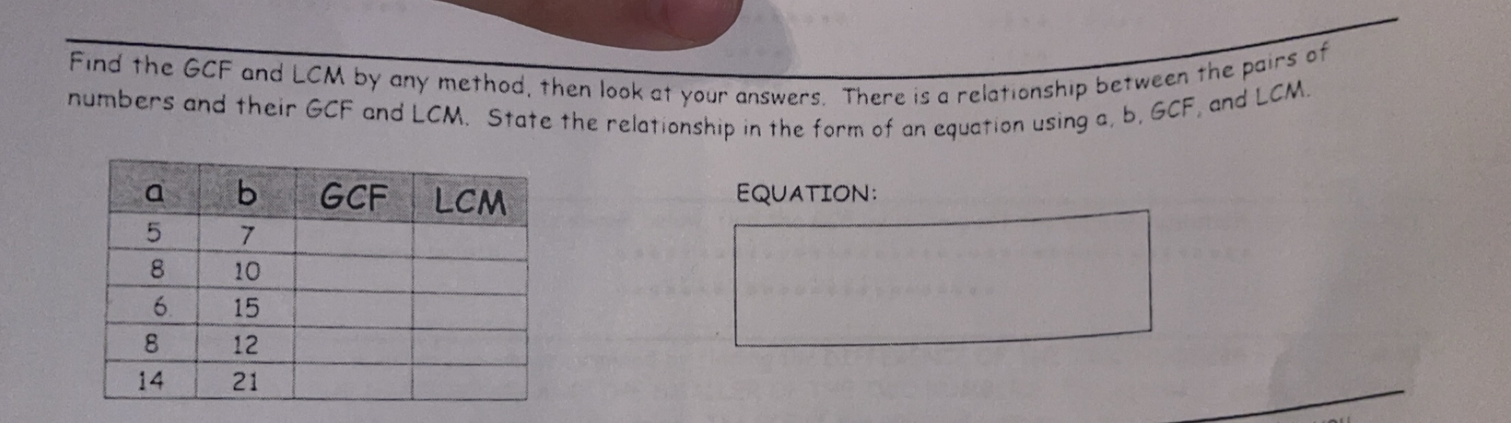 Solved Find the GCF and LCM by any method, then look at your | Chegg.com