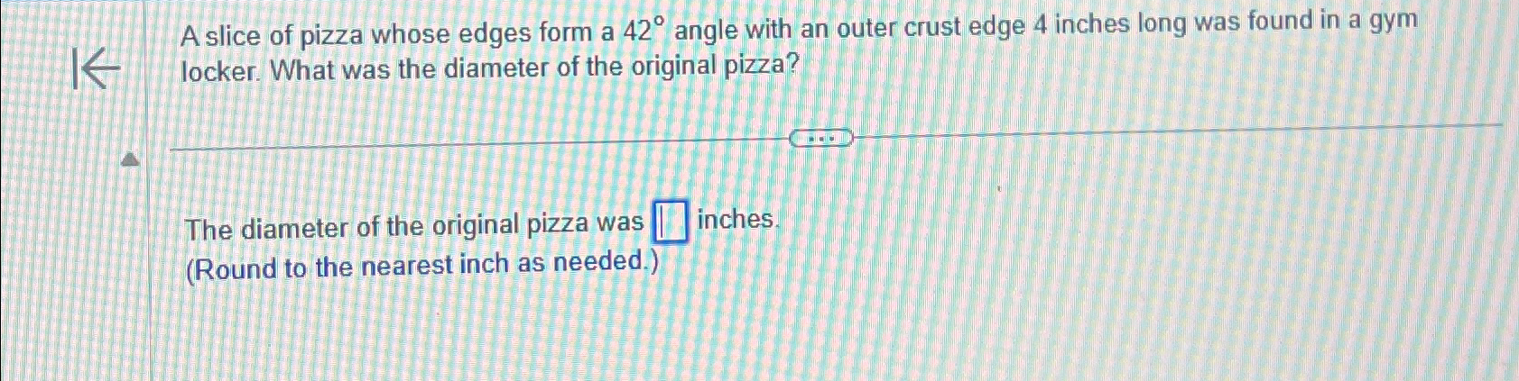 Solved A slice of pizza whose edges form a 42° ﻿angle with | Chegg.com