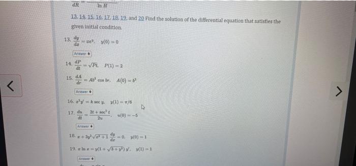 Solved 13. 14,15,16,12,18,19 and 20 Find the solution of the | Chegg.com