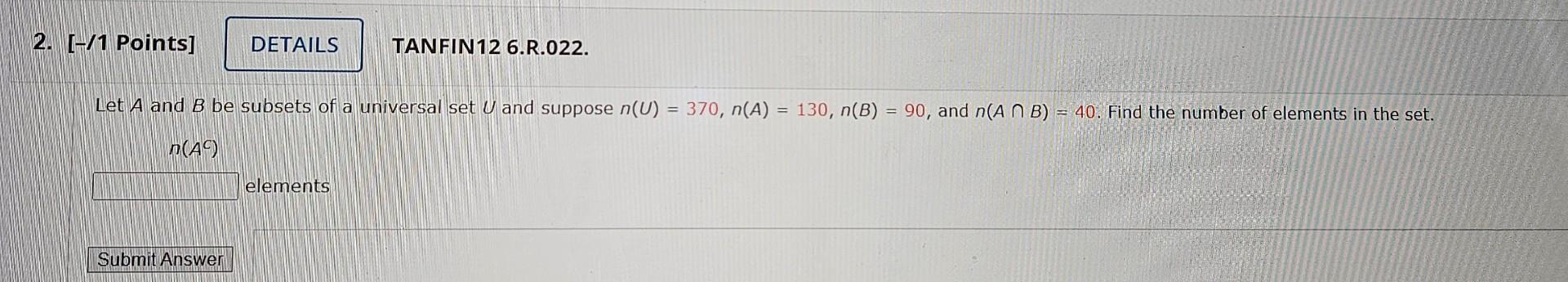 Solved Let A and B be subsets of a univerall set U and | Chegg.com