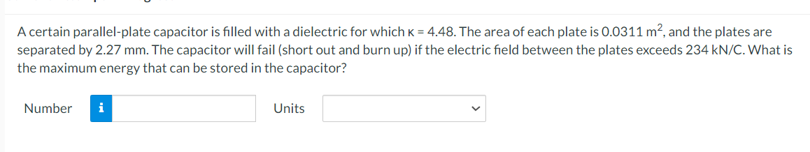 Solved A certain parallel-plate capacitor is filled with a | Chegg.com