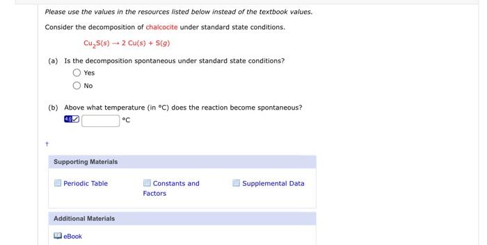 Please use the values in the resources listed below | Chegg.com