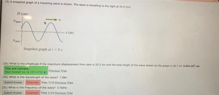 Solved (3) A snapshot graph of a travelling wave is shown. | Chegg.com