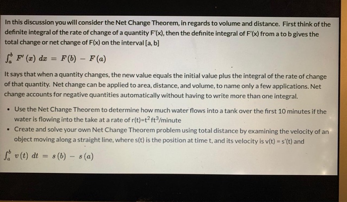 Solved In this discussion you will consider the Net Change | Chegg.com