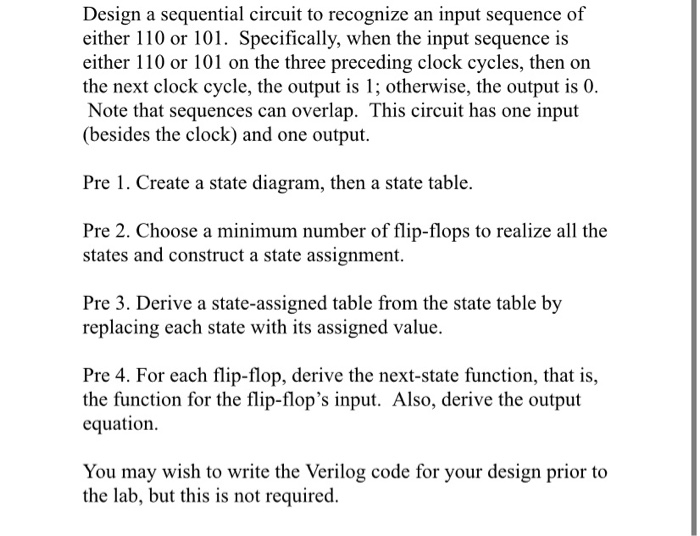 Solved Design a sequential circuit to recognize an input | Chegg.com