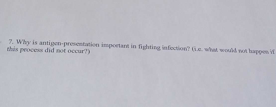 Solved 7. Why is antigen-presentation important in fighting | Chegg.com