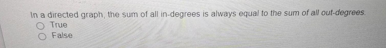 Solved In a directed graph, the sum of all in-degrees is | Chegg.com