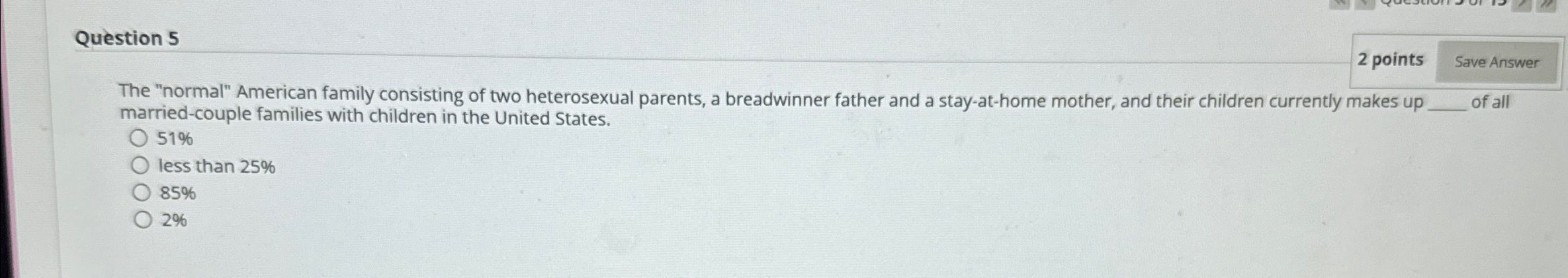 Solved Question 52 ﻿pointsThe "normal" American family | Chegg.com