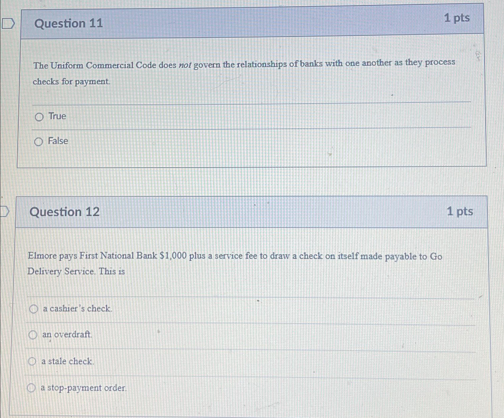 Solved Question 111 ﻿ptsThe Uniform Commercial Code does not | Chegg.com