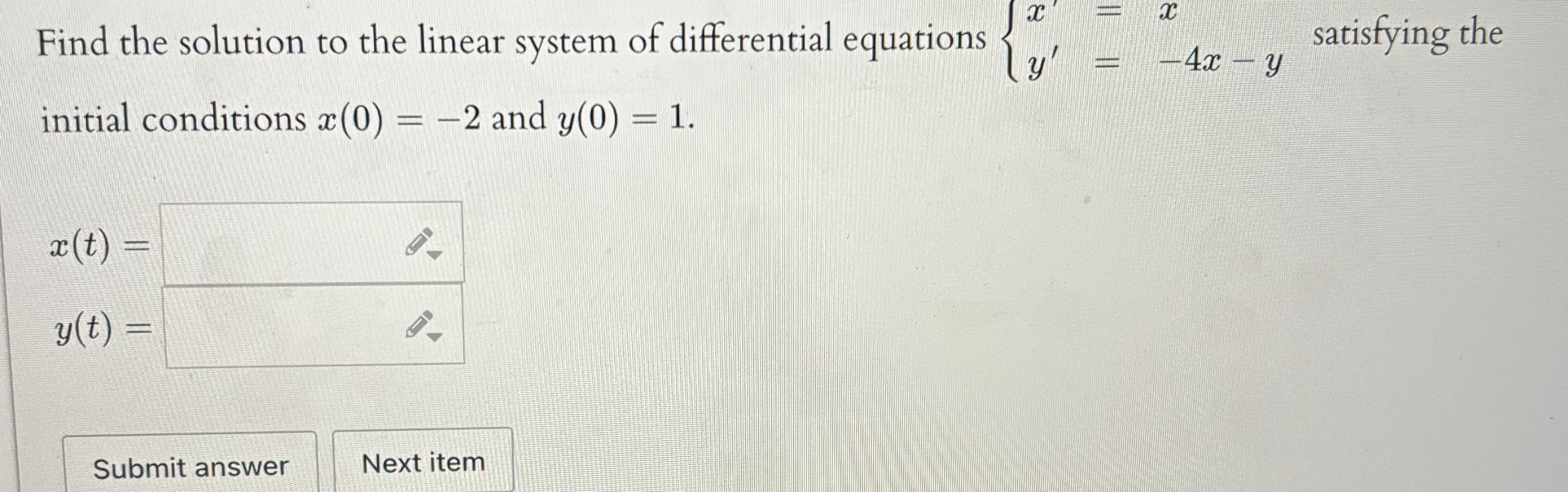 Solved Find the solution to the linear system of | Chegg.com