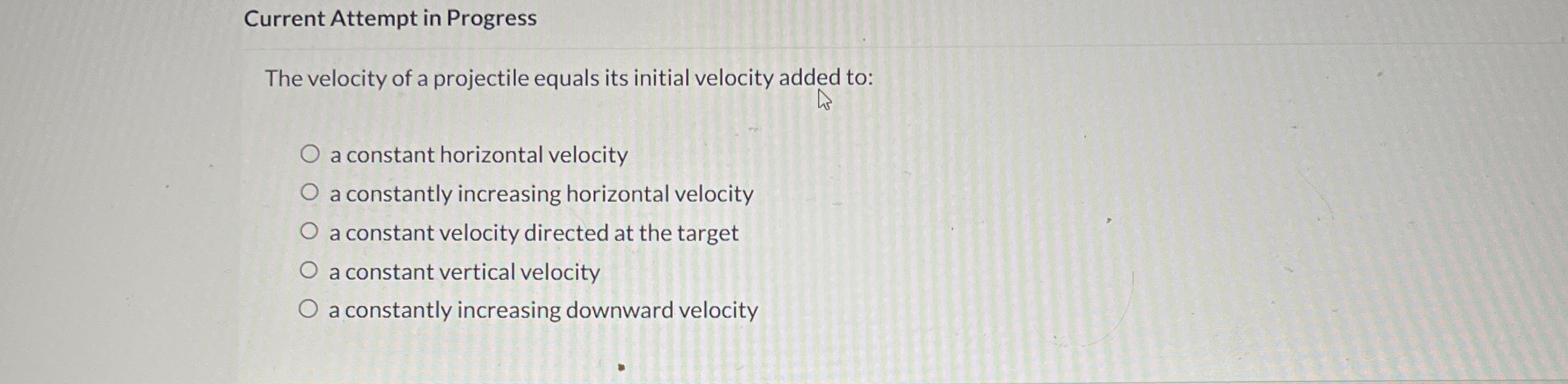 Solved Current Attempt in ProgressThe velocity of a | Chegg.com