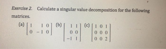 Solved Exercise 2. Calculate a singular value decomposition | Chegg.com