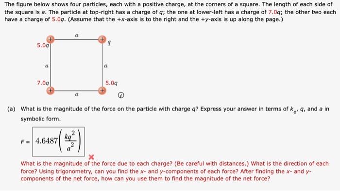 Solved The figure below shows four particles, each with a | Chegg.com
