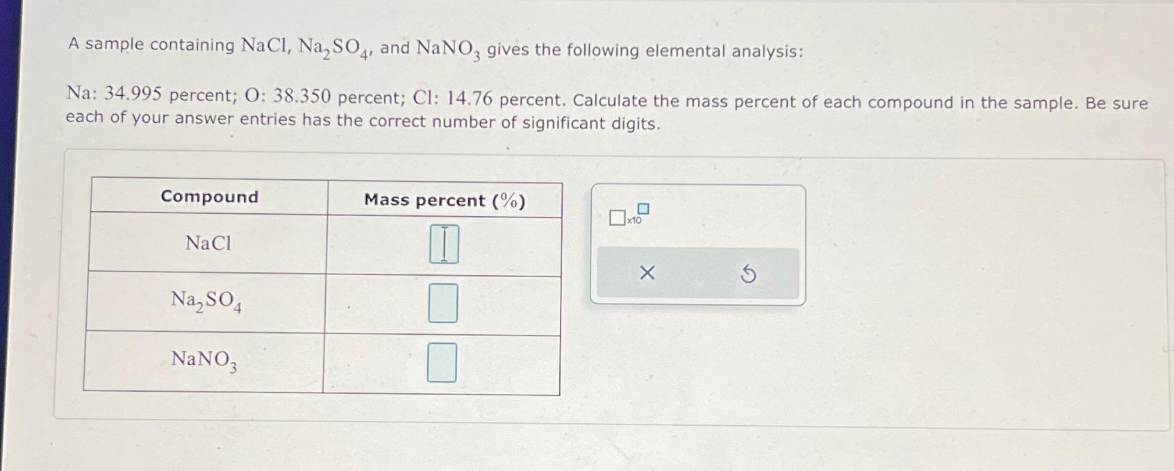 Solved A sample containing NaCl,Na_(2)SO_(4), and NaNO_(3) | Chegg.com