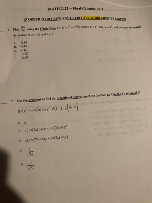 Solved MATH 2422 - Final Calculus Part IN ORDER TO RECEIVE | Chegg.com