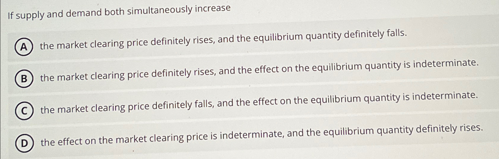 Solved If supply and demand both simultaneously increasethe | Chegg.com