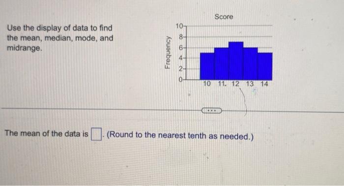 Solved Use The Display Of Data To Find The Mean Median 