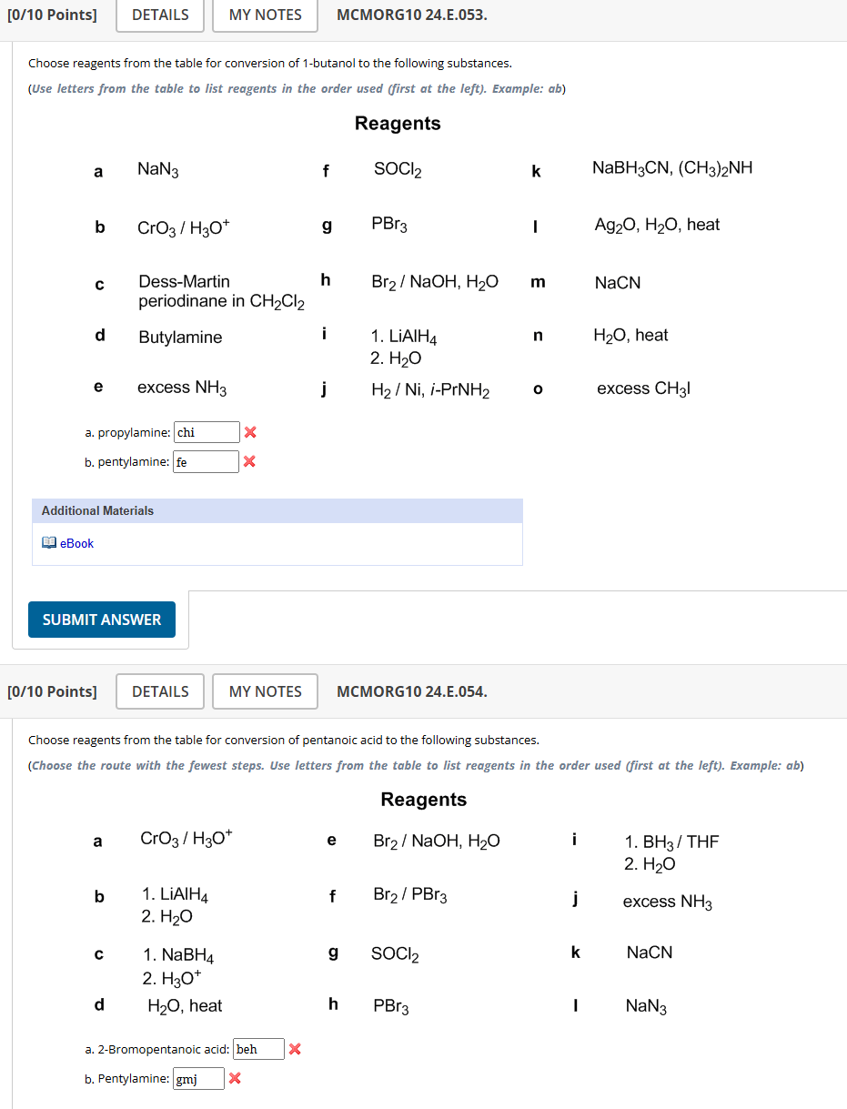 Solved ch 24Choose reagents from the table for conversion | Chegg.com