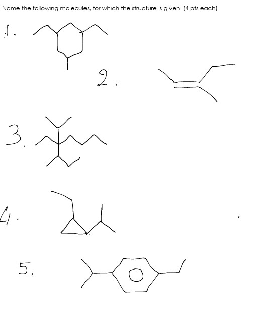 Solved Name the following molecules, for which the structure | Chegg.com