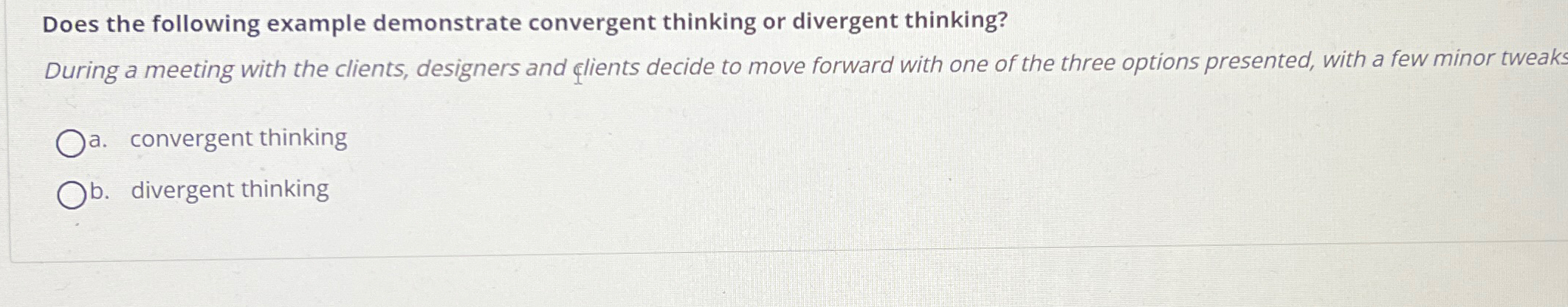Solved Does the following example demonstrate convergent | Chegg.com