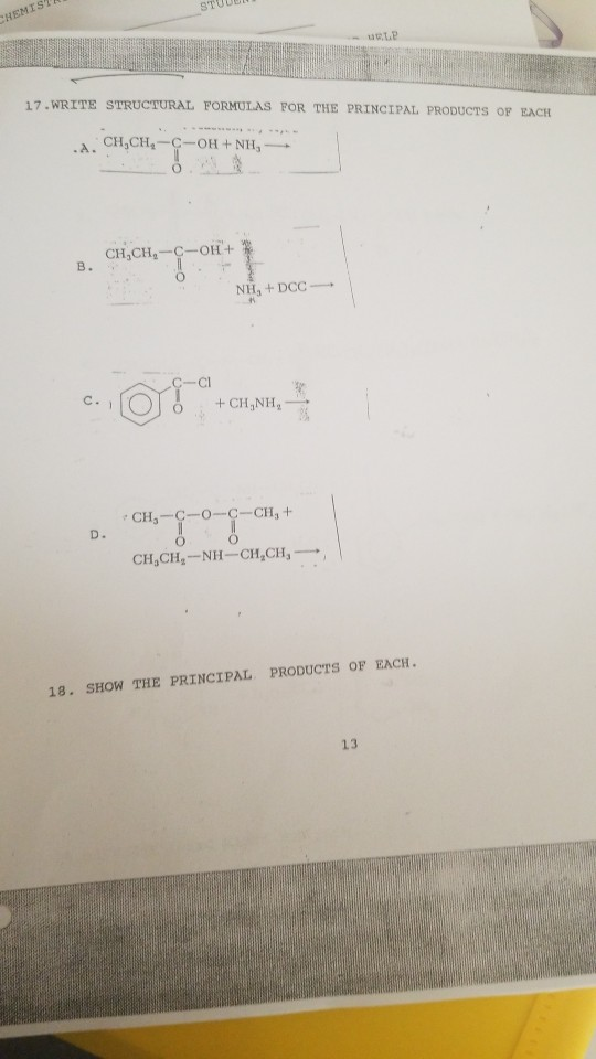 Solved STI CHEMIS le 17.WRITE STRUCTURAL FORMULAS FOR THE | Chegg.com