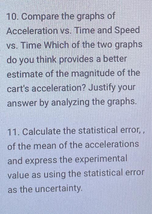 Solved 10. Compare the graphs of Acceleration vs. Time | Chegg.com