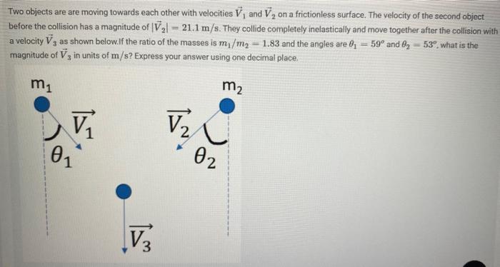 Solved Two objects are are moving towards each other with | Chegg.com