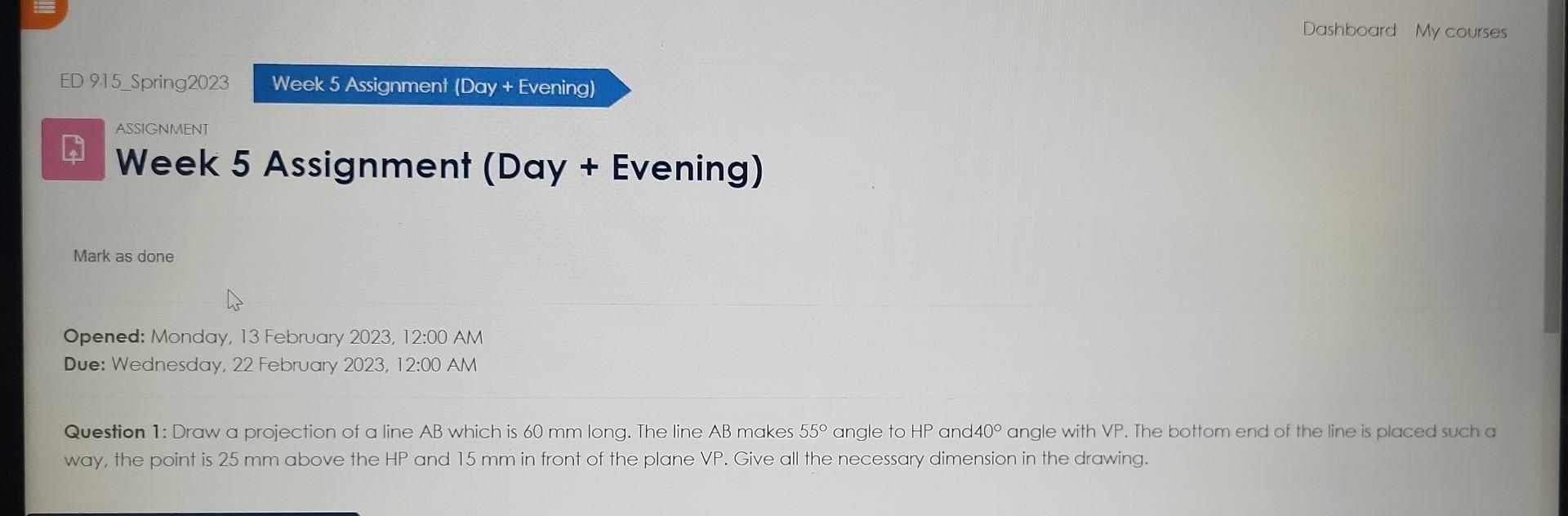 Solved Week 5 Assignment (Day + Evening) Mark as done | Chegg.com