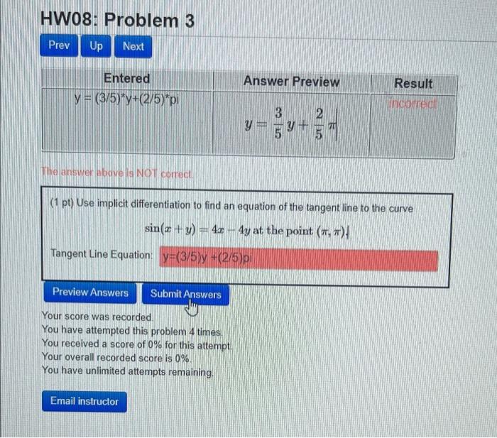 Solved HW08: Problem 3 Prev Up Next Answer Preview Result | Chegg.com