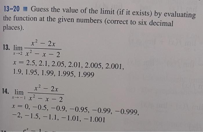 Solved 13-20 aness the value of the limit (if it exists) by | Chegg.com