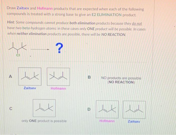 Solved Draw Zaitsev and Hofmann products that are expected | Chegg.com