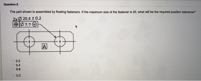 Solved Question 8 The part shown is assembled by floating | Chegg.com