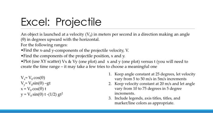 An object is launched at a velocity (V0) in meters | Chegg.com
