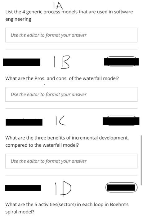 Solved ΤΑ List the 4 generic process models that are used in | Chegg.com