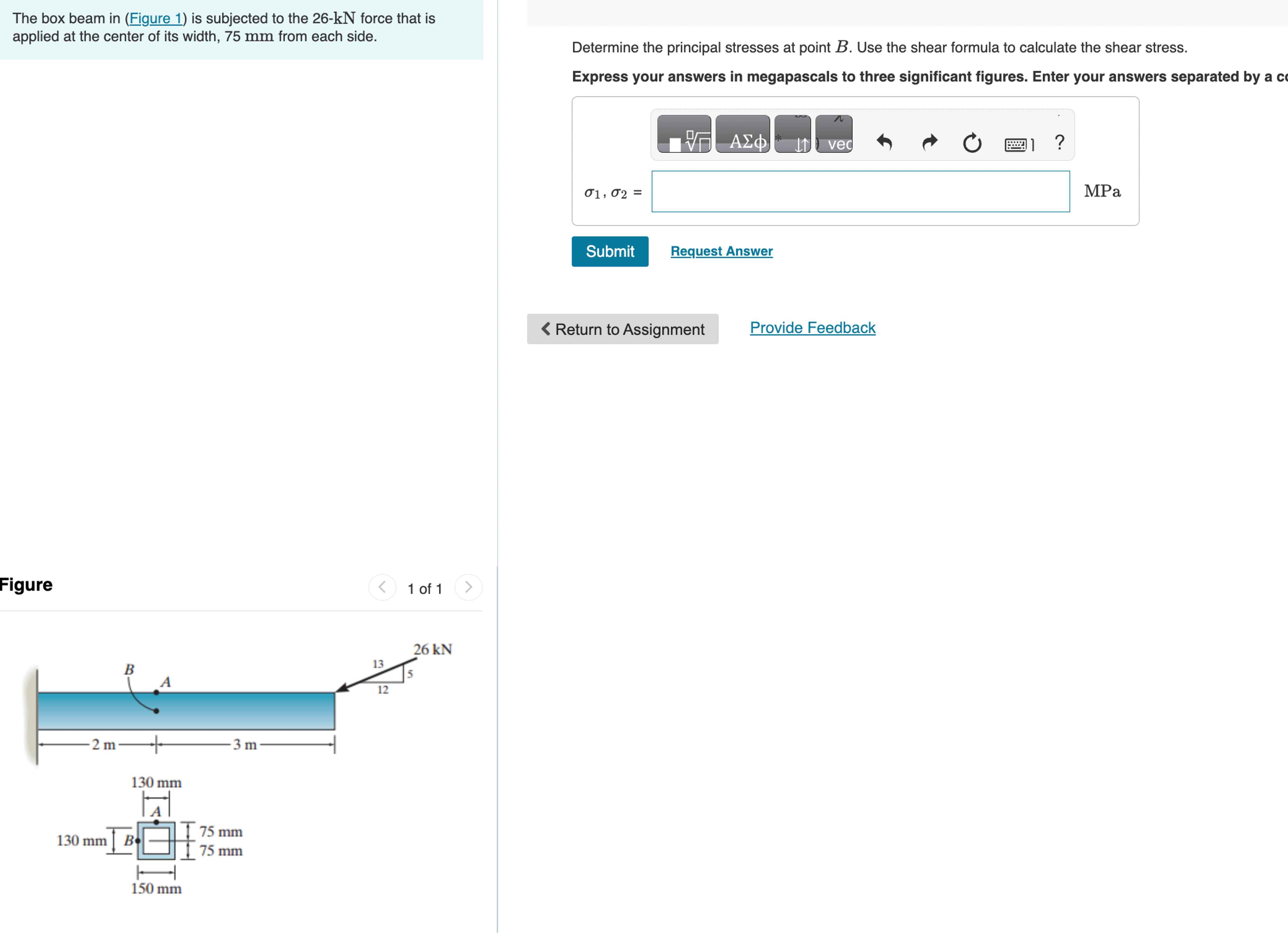 Solved The box beam in (Figure 1) ﻿is subjected to the 26-kN | Chegg.com