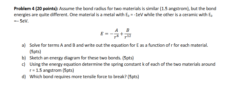 Solved Problem 4 (20 ﻿points): Assume the bond radius for | Chegg.com