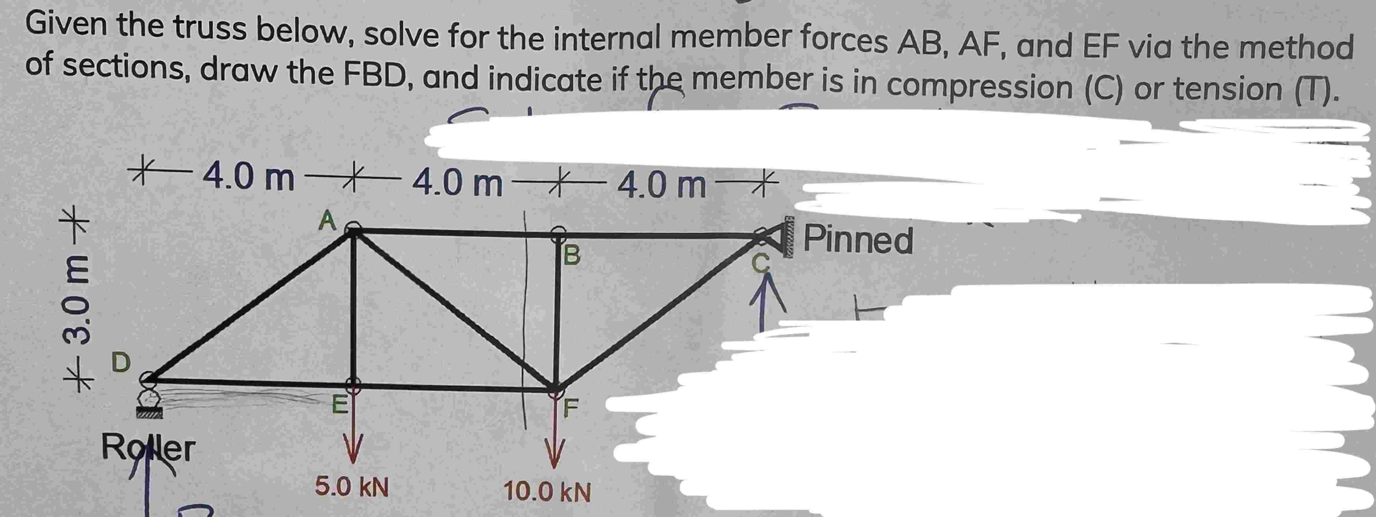 Solved Given the truss below, solve for the internal member | Chegg.com