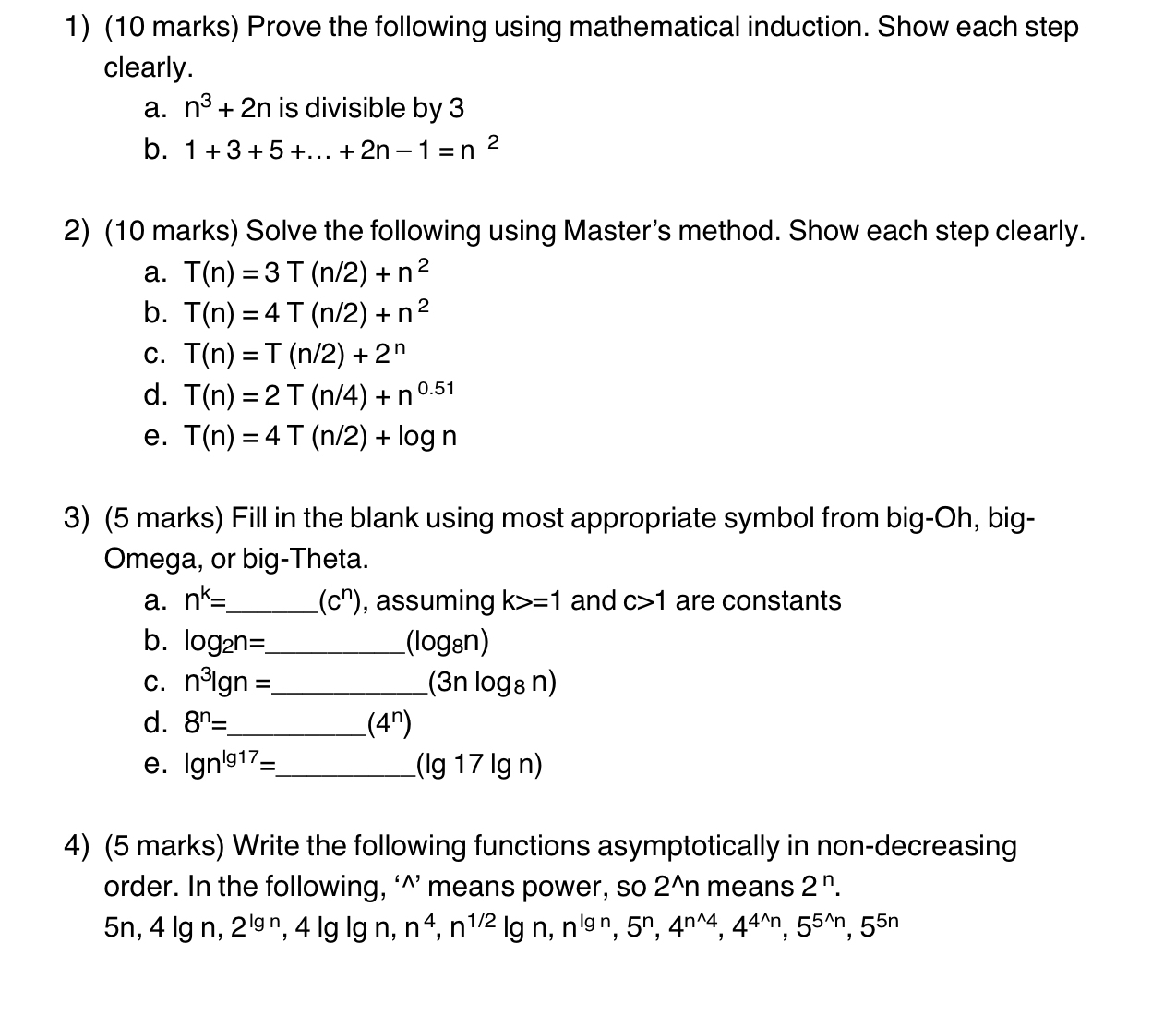 Solved (10 ﻿marks) ﻿Prove the following using mathematical | Chegg.com