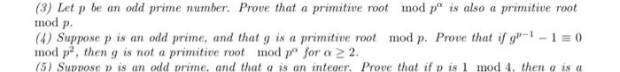 Solved (3) Let p be an odd prime number. Prove that a | Chegg.com