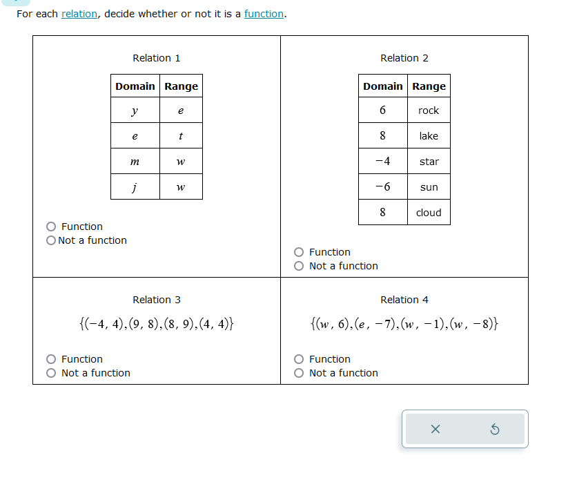 Solved For each relation, decide whether or not it is a | Chegg.com